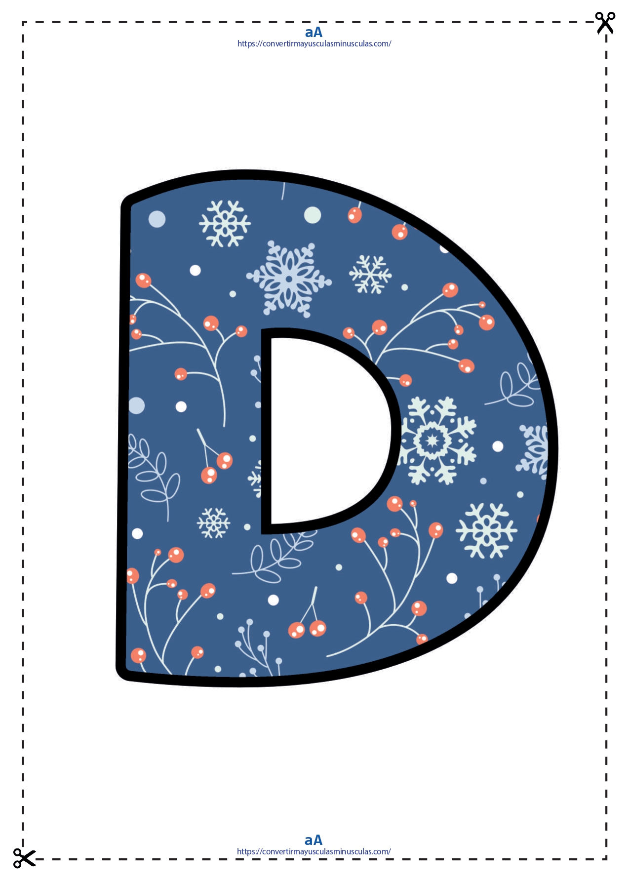 ᐅ Letra D Navideña para Imprimir Azul【PDF】 ️2024