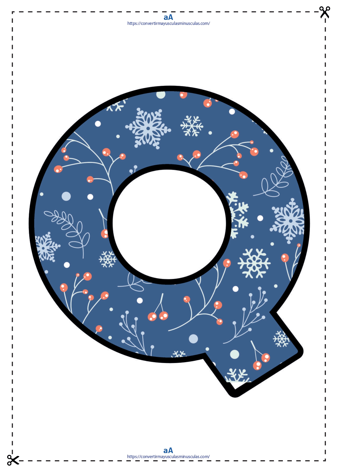 ᐅ Letra Q Navideña para Imprimir Azul【PDF】 ️2025