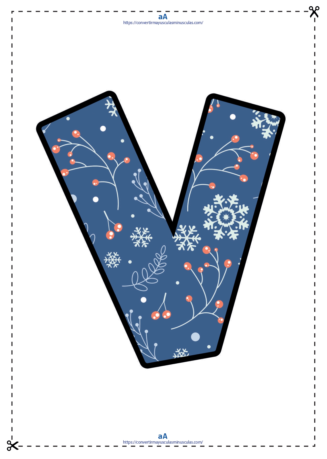 ᐅ Letra V Navideña para Imprimir Azul【PDF】 ️2025