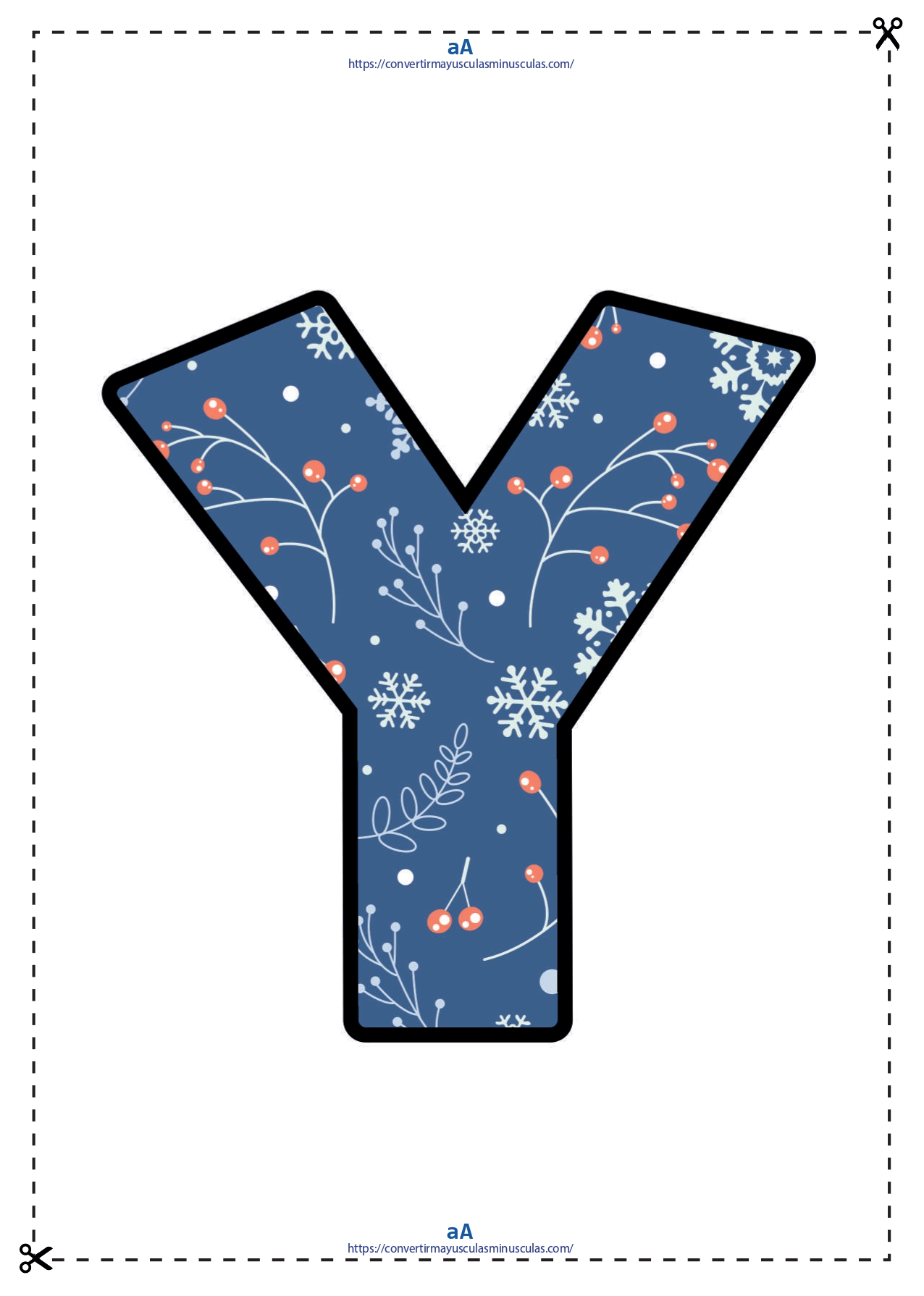 ᐅ Letra Y Navideña para Imprimir Azul【PDF】 ️2024