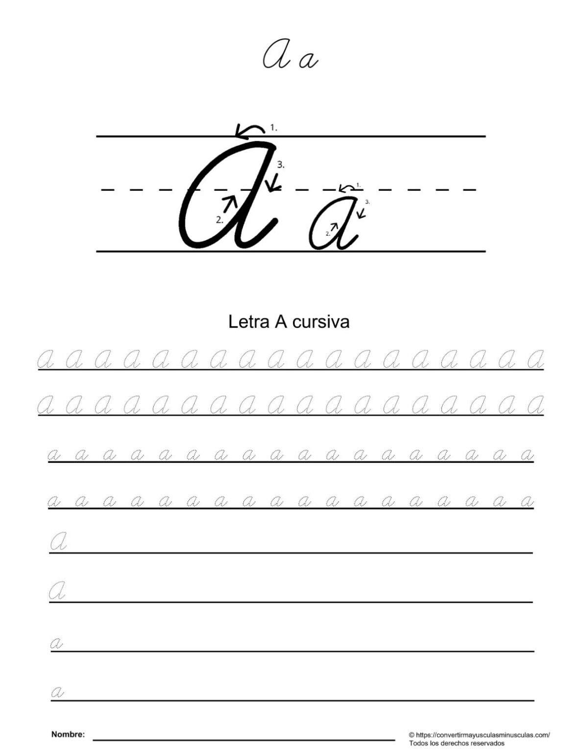 🥇 Letra A Cursiva Mayúscula y Minúscula en【PDF】 ️2025