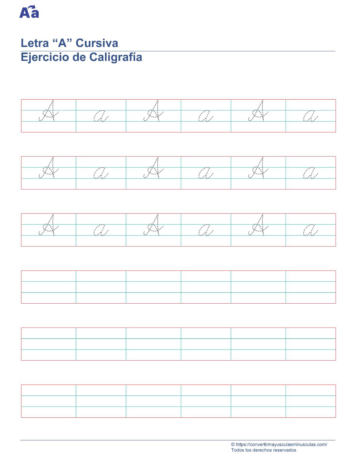 🥇 Letra A Cursiva Mayúscula y Minúscula en【PDF】 ️2025